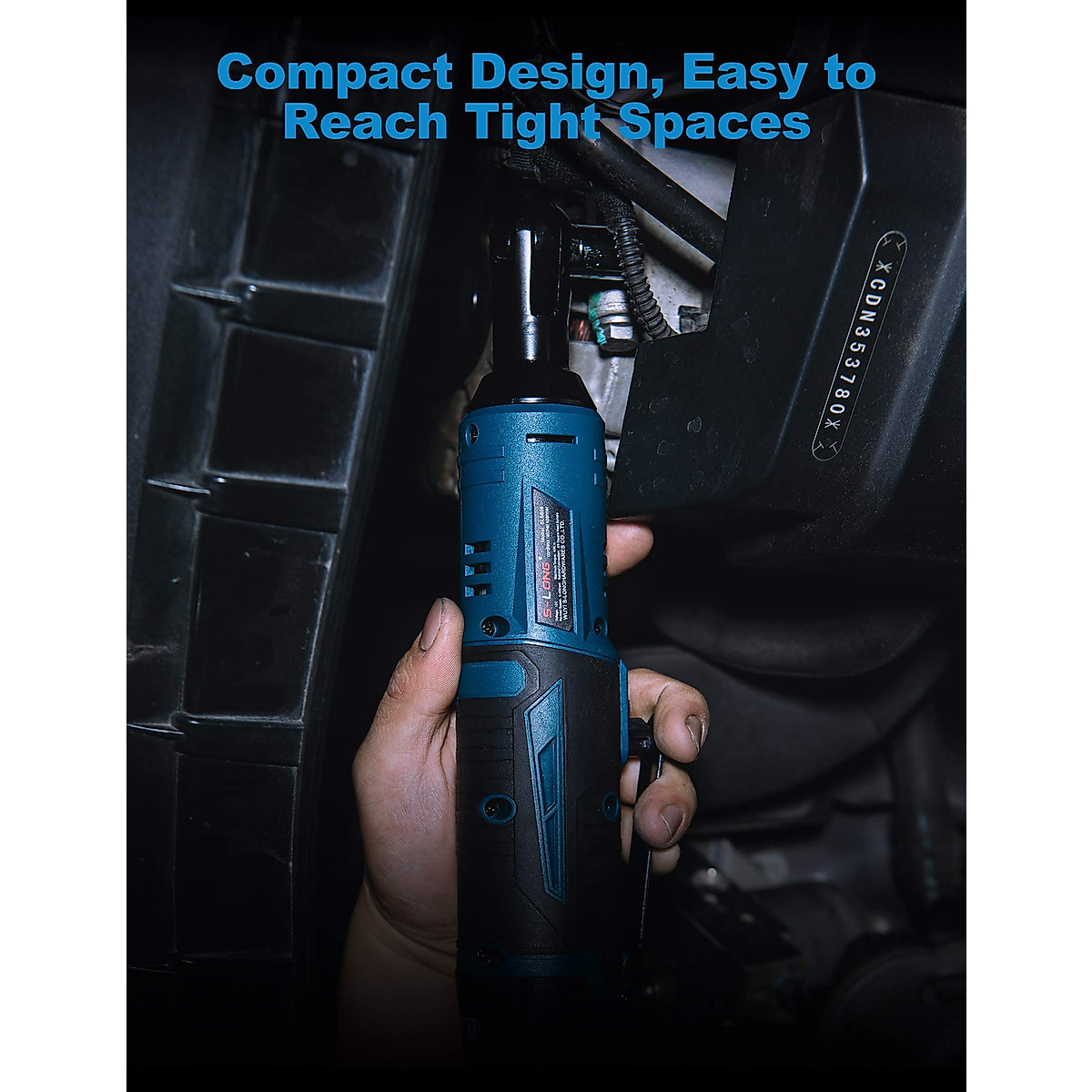 S-LONG Cordless Ratchet Wrench Set, 3/8" 400 RPM 12V Power Electric Ratchet Driver with 12 Sockets, Two 2000mAh Lithium-Ion Batteries and 60-Min Fast Charge