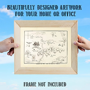 Classic Winnie the Pooh Decorations - Map of The Hundred Acre Wood - 11x14 Unframed Print - Pooh Bear Art, Classic Winnie the Pooh Nursery Decor, Playroom Pooh Bear Decals, Winnie the Pooh Wall Decor