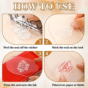 4 Sheets Words Clear Stamp Silicone Stamp Cards with Sentiments, Greeting Words Pattern for Thanksgiving Christmas Holiday Card Making and DIY Scrapbooking Journaling
