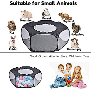 Hamster Playpen with Cover, Large - Foldable Exercise Playpen, Breathable and Transparent Pet Cage Fence Indoor/Outdoor for Guinea Pigs Hedgehogs Gerbils Dwarf Rabbits Bunny Chinchillas Rats