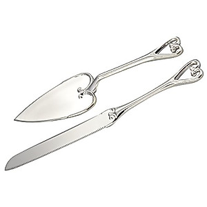 Elegance Silver Silver Heart Cake And Knife Set