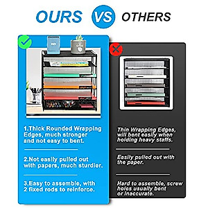 Samstar Letter Tray Organizer, 5-Tier Desk File Organizer Paper Sorter Letter Shelf Rack with Sliding Drawer, Black