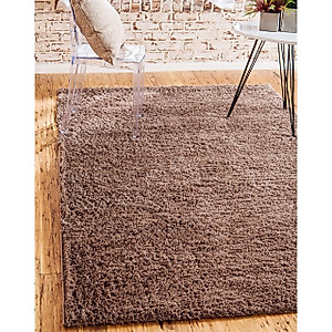 Unique Loom Studio Solid Shag Collection Urban Modern Super Soft & Plush Area Rug, 8 ft x 10 ft, Slate Blue