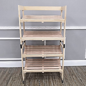 FixtureDisplays® 4-Tier Bakery Bread Rack with Angled Shelves Wooden Display Rack Bread Store Rack 30X18X55" 101143