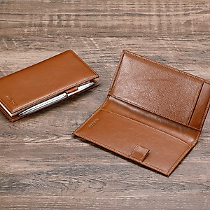 HISCOW Supple Leather Checkbook Cover with Free Divider - Italian Calfskin (Antiqued Brown)