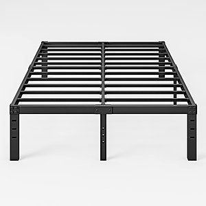RestVille Queen Size Bed Frame Heavy Duty Steel Slats Platform Metal Bed Frame No Box Spring Needed