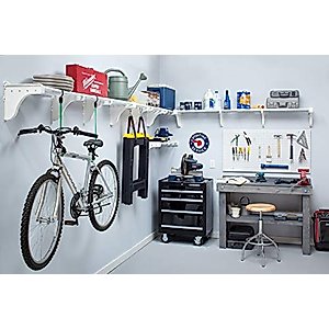 EZ Shelf–2 Pack DIY Expandable Garage Shelves(Each Expands 64" to 120")–White–Easy to Install-Wire Shelving Alternative–Strong(up to 250 lbs)-Wall Mounted Garage Organizer Storage Kit (EZS-G-SW120-2)