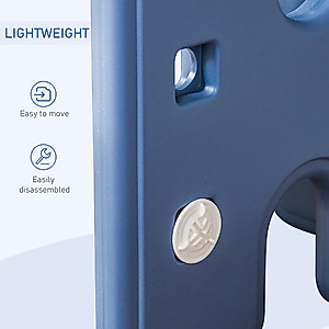 Qaba Kids Table and Chair Set, Activity Desk with Bookshelf & Storage for Study, Activities, Arts, or Crafts, Blue and White