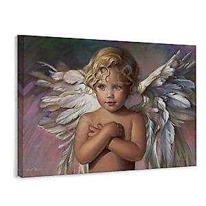 American Artist Nancy Noel's Work Angel Girl Angel Wings Retro Art Poster Canvas Poster Bedroom Decor Office Room Decor Gift Frame-style 20x16inch(50x40cm)