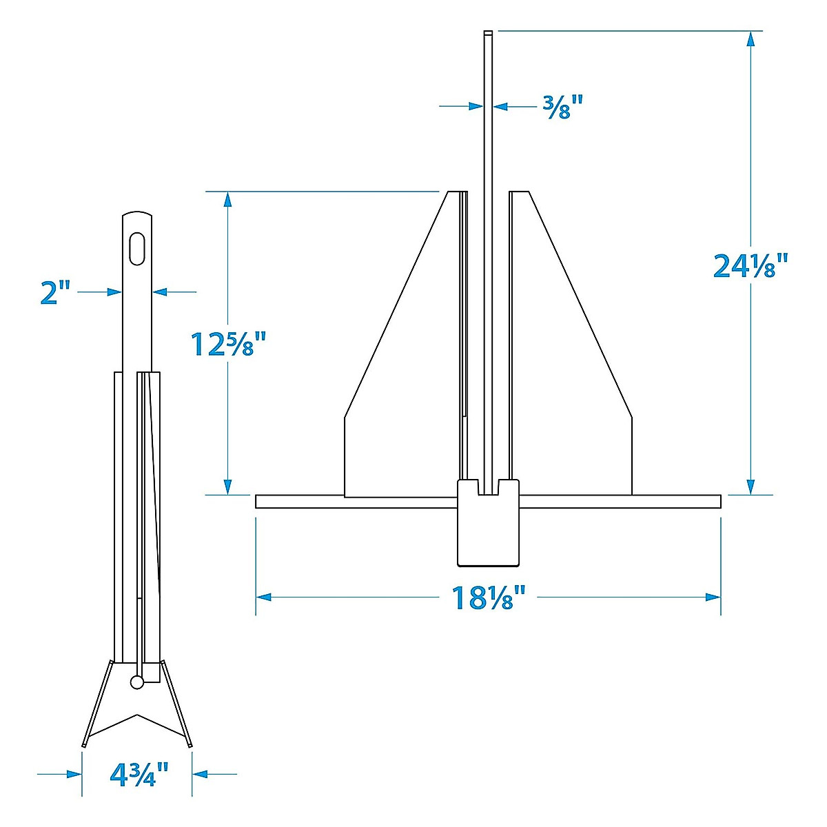 Ymiko Boat Anchor, Marine Anchor Stainless Steel High Tensile Hardware, 2kg Boat Anchor Stainless Steel Marine Hardware Parts Accessories for Boats 17 to 22 Feet