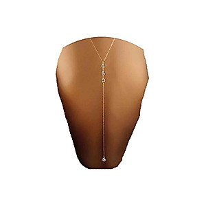 Yheakne Wedding Crystal Backdrop Necklace Gold CZ Y Lariat Necklace Chain Long Rhinestone Y Necklace Bridal Back Necklace Body Jewelry for Women