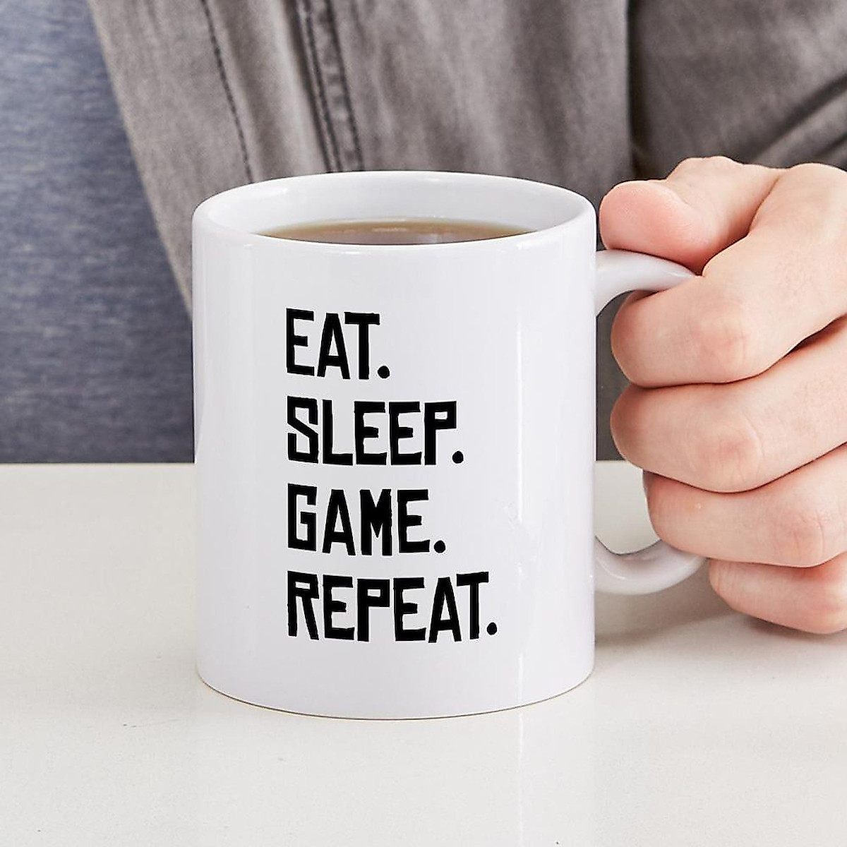 CafePress Eat Sleep Game Repeat Mugs Ceramic Coffee Mug, Tea Cup 11 oz