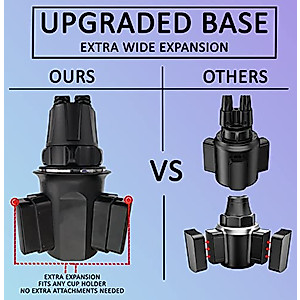 TIVORAZ Dual Phone Holder for Car Cup Holder – Double Car Phone Mount, Car Cup Holder Phone Mount, Expandable Base Phone Holder Car Cup Holder – Compatible with iPhone, Samsung, GPS (Magnetic Holders)