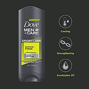 DOVE MEN + CARE SportCare Body Wash Active Fresh Effectively Washes Away Bacteria While Nourishing Your Skin, 17.99 fl oz (pack of 1)