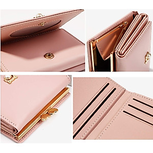 JIUFENG Women Short Wallet Trifold Korean Fashion Multifunctional Pearl Coin Wallet Card Holder (Gray)