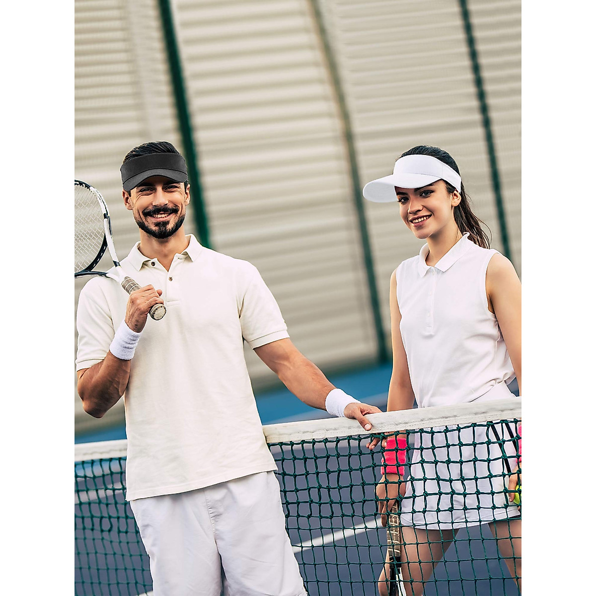 3 Pieces Sun Visor Hats for Women Men Adjustable Sports Athletic Visor Baseball Cap for Hiking Running Tennis Outdoor Black, White, Grey