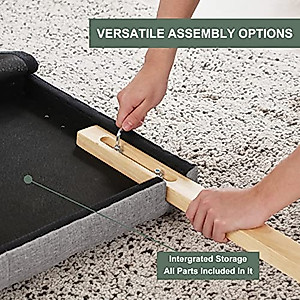 Iroomy Upholstered Full Headboard, Button Diamond Tufted Headboard with Adjustable Height and Solid Wood Leg, Linen Fabric Padded Headboard for Full Size Bed, Mordern Head Board, Grey