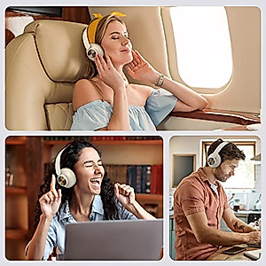 V8 Bluetooth Headphones, 80 Hours Playtime Wireless Headphones with Deep Bass,Lightweight Foldable Headphones Built-in Mic,HiFi Stereo Sound for Travel Work Laptop PC Cellphone