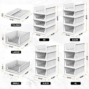 UAK 4 Pack Stackable Plastic Storage Basket for Closet Wardrobe Organizer and Storage Bin Sweater Drawer Shelf Storage Container for Cupboard Kitchen Bathroom Office Bedroom (4L)
