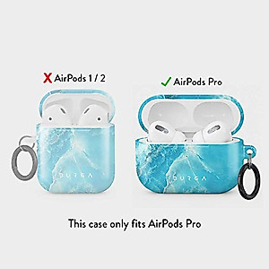 BURGA Airpod Hardcase Compatible with Apple Airpods PRO 2019 Charging Case, Sky Blue Teal Marble Turquoise Azure Ocean Sea Waves Bright Stone Cute Case for Women, Protective Hard Plastic Case Cover