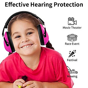 MelonArt Kids Ear Protection Earmuffs Safety Hearing Protection Headphones Noise Reduction for Autism Sensory Kids Chirldren (Mint & Pink & Orange)