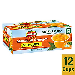 Del Monte Mandarin Orange in 100% Juice Snack Cups, 4-Ounce Cups (Pack of 12)