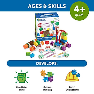 Learning Resources Candy Construction Building Set - 92 Pieces, Ages 4+,Toddler Learning Toys, Fine Motor Building Toy, Preschool Toys, STEM Toys