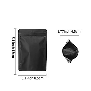 100 Pieces Resealable Mylar Bags 3.3x5.1 inch, Smell Proof Pouch Stand Up Zipper Lock Aluminum Foil Bag, Packaging for Small Businesses, Packaging Bags for Storage Supplies (3.3x5.1 inch, Black, 100)