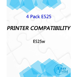 (BK+C+M+Y) 4-Pack Compatible Toner Cartridge Replacement for Dell E525W E525 for Dell E525W Wireless Color Laser Printer for 593-BBJX 593-BBJU 593-BBJV 593-BBJW, Sold by EasyPrint