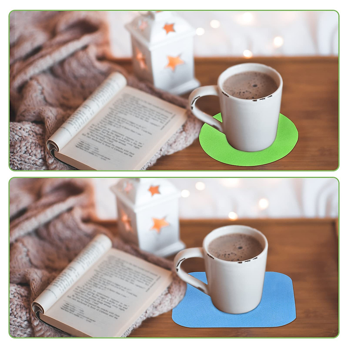 4Pcs Jar Opener Gripper Pads,Multi-Purpose Rubber Jar Grippers Non Slip Kitchen Coasters Jar Lid Grip Pad Bottle Opener, Bottle Lid Openers for Seniors Kids Women(Light Blue, Green)