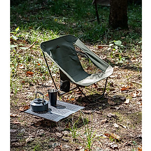 iClimb Low Ultralight Compact Camping Folding Chair with Side Pocket and Carry Bag (Green)