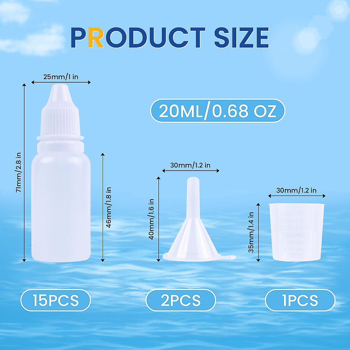 DHAIQC 15 Pcs 20ML Plastic Dropper Bottle, Plastic Empty Squeezable Eye Dropper Bottles Mini Squeeze Eye Liquid Dropper Bottle with Cap (20ml)