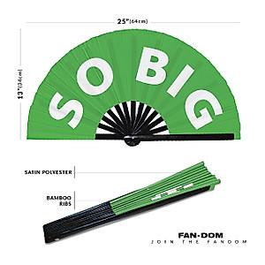 So Big hand fan foldable bamboo circuit hand fan funny gag slang words expressions statement gifts Festival accessories Rave handheld Circuit event fan Clack fans (Green)