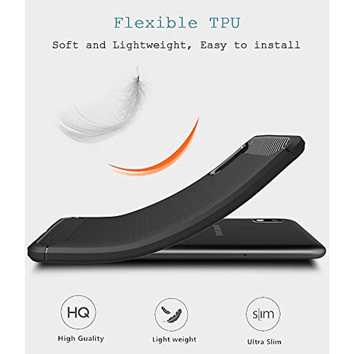 Galaxy A10E Case, Samsung A10E Case, Asmart Shock Absorption Galaxy A10E Phone Case Slim TPU Bumper Cover Soft Flexible Galaxy A10E Skin Lightweight Protective Case for Samsung Galaxy A10E, Black