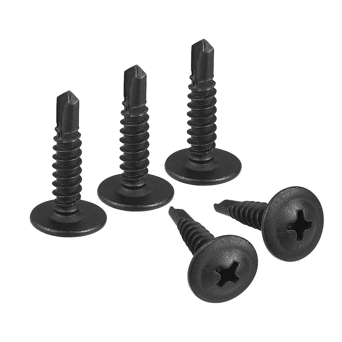 uxcell Phillips Head Self Tapping Screws, #8 x 3/4" Carbon Steel Self Drilling Sheet Metal Screw Black 100pcs
