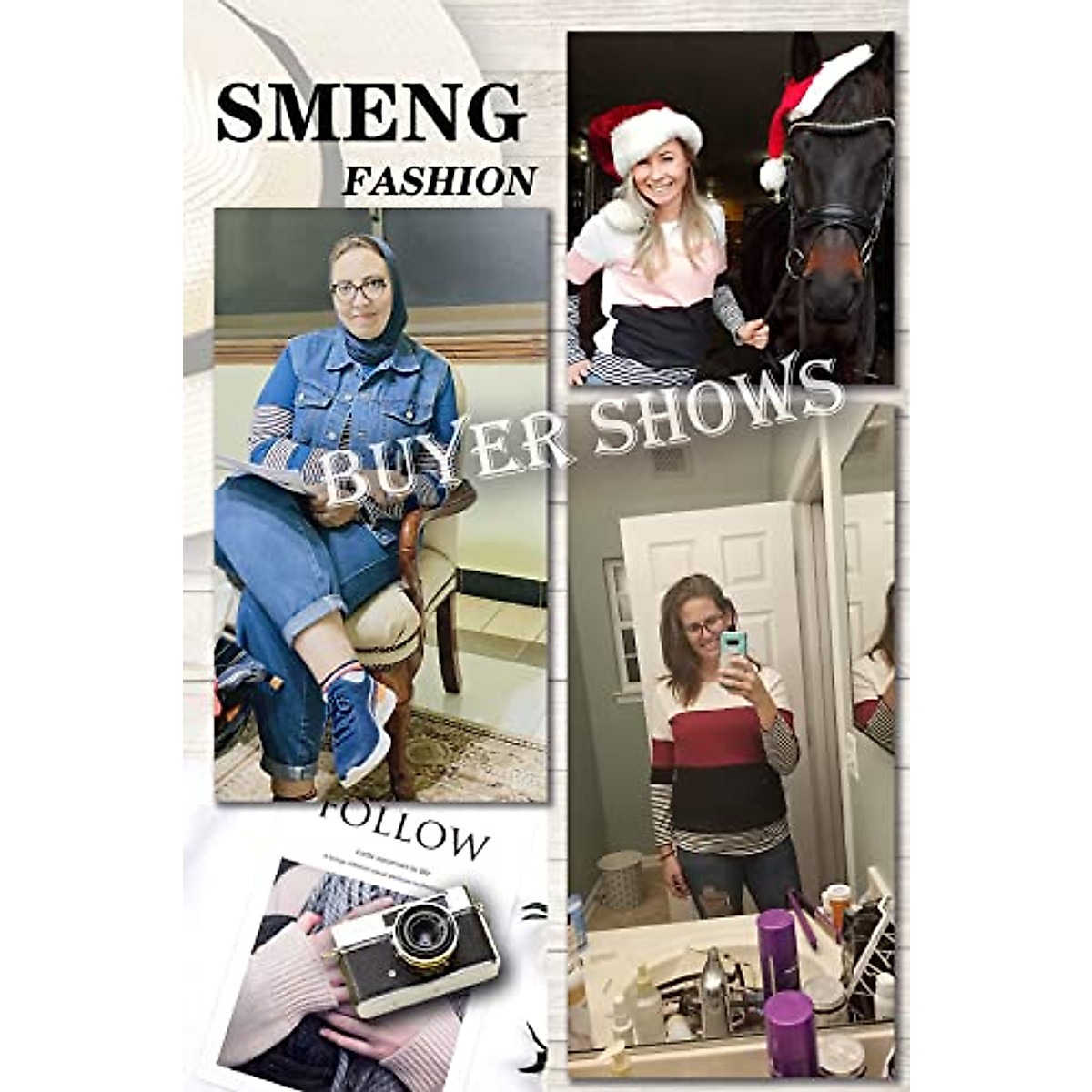 SMENG Womens Long Sleeve Tops Fashion Fall Clothes 2024 Pink Shirts for Women Waffle Knit Cute Casual Striped Patchwork Blouses Pink L