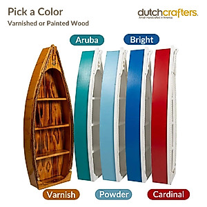 DutchCrafters 4 Foot Small Wooden Coastal Sailboat Bookcase with Four Shelves, Nautical Room Decor, Beach Themed Solid Wood Boat Shaped Book Shelf for Bathroom, Bedroom, Home Decor (Powder Blue)