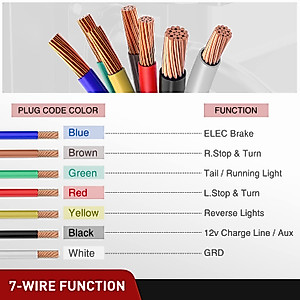 Nilight 16 Feet Heavy Duty 7 Way Plug Inline Trailer Cord 7-Pin Trailer Cord Wire Cable for Truck Camper Blade Molded RV Cable Weatherproof & Corrosion Resistant-16FT