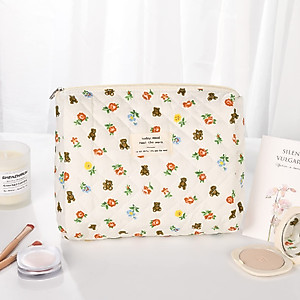 SOIDRAM Coquette Makeup Bag Coquette Aesthetic Cosmetic Bag Large Travel Makeup Organizer Cute Pouch Cotto Kawaii Toiletry Bag