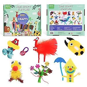 KIDDYCOLOR Art and Craft Supplies for Kids, All in One DIY Craft Supplies Set for Toddler Ages 4 5 6 7 8 9 10 11 12, 1000+Pcs Craft Supply Box - Gift Idea for Preschool Kids Project Activity