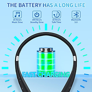 APPINESSEY Bluetooth Headphones, Neckband Wireless Headset with RetractableCarrying Case and Earbuds, Foldable Noise Cancelling Earphones with Mic for Workout (Black)