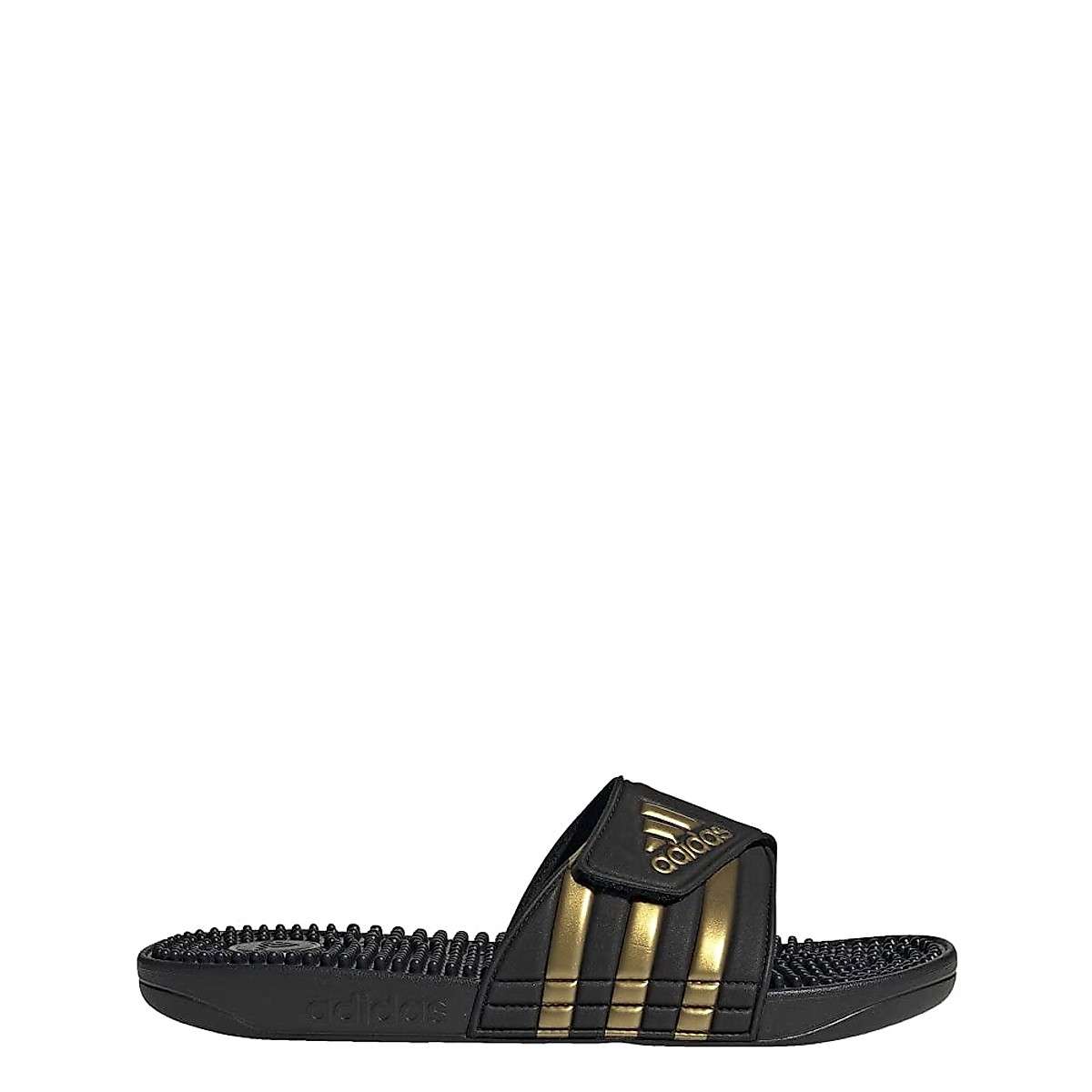 adidas Unisex Adissage Slides Sandal, Black/Gold Metallic/Black, 7 US Men