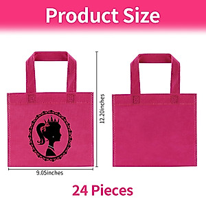 XUWAIDSGN 24 Princess Goodie Bags - Cute Rose Red Party Favor Bags With Handles for Girls' Birthday & Shower Parties