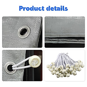 Canopy Replacement Cover for 10' x 20' Carport Frame, 200G Heavy Duty Replacement Top Cover for Car Garage, Waterproof & UV Protected Tarp with 48 Ball Bungees (Only Cover, Frame Not Included), Grey