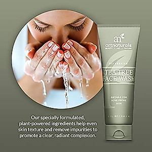 artnaturals Tea Tree Face Wash - (8 Fl Oz / 236ml) - Helps Heal and Prevent Breakouts, Acne and Skin Irritation - Green Tea, 100% Pure Tea Tree Essential Oil, and Aloe Vera