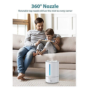 Elechomes 5L(1.32Gal) Cool Mist Humidifier & Essential Oil Diffuser Combo, Top Fill Ultrasonic Humidifiers for Bedroom, Baby Nursery Room and Office, Whisper-Quiet, 360° Nozzle, Auto Shut-Off Timer