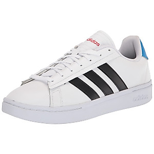 adidas Men's Grand Court Alpha Tennis Shoe, White/Core Black/Blue Rush, 10.5