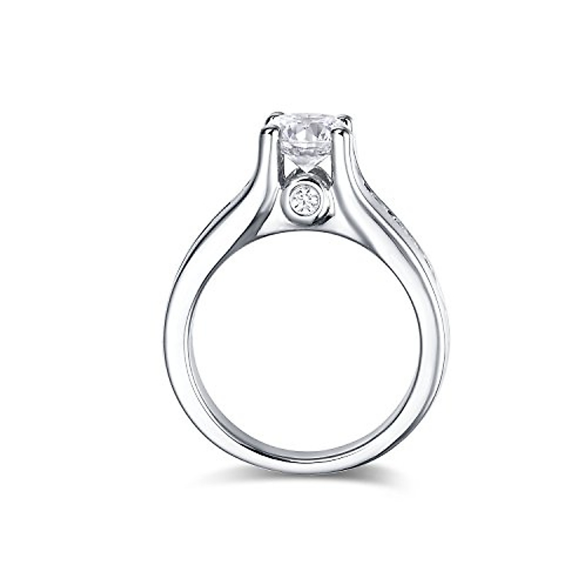 HAFEEZ CENTER 3mm Width 1ct D Color VVS Round Brilliant Cut Solitaire Simulated Diamond Engagement Ring (6, Simulated Diamond)