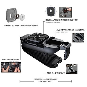 PGYTECH Beetle Camera Clip with Plate Camera Quick Release System for Sony, Nikon, Fuji Backpack Camera Strap Mount