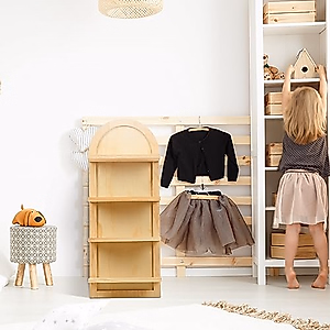 Barydat Arched Wood Wall Shelf 4 Tiers Boho Wall Shelves Curved Wall Mount Wooden Bookshelf for Wall Living Room Bathroom Decor Storage, 12" D x 30" W x 5.5" H